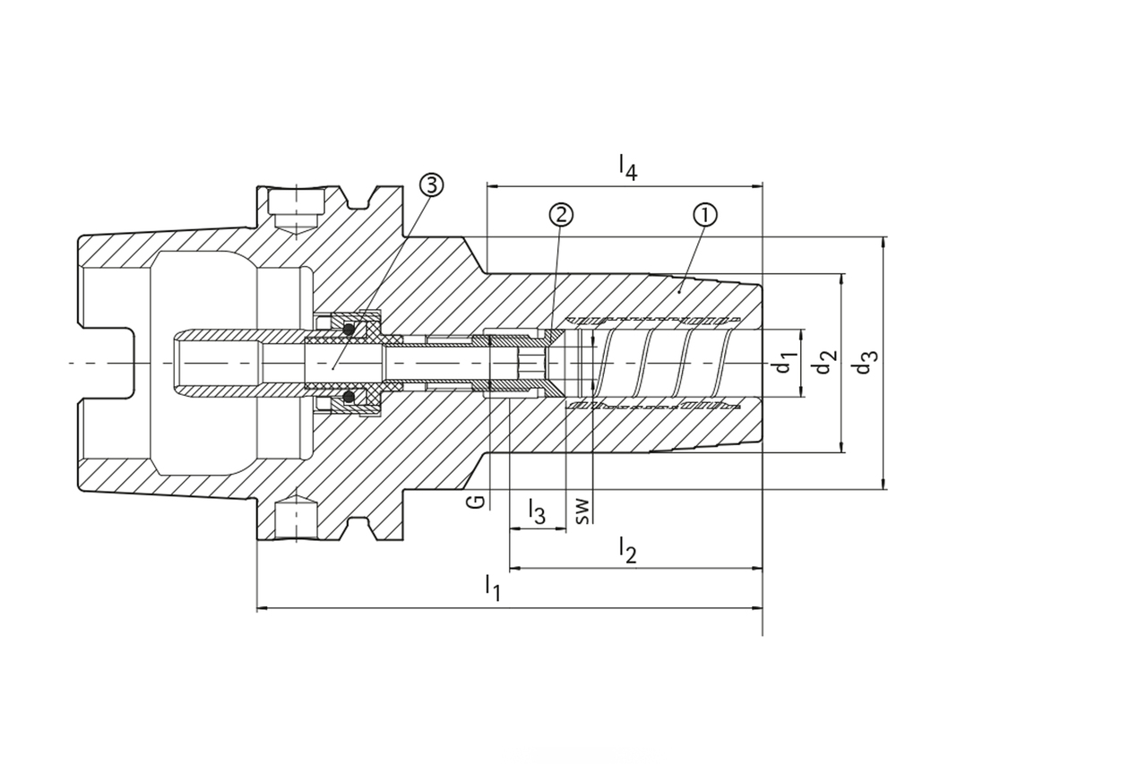 30386423 | Hydro Chuck MHC, Standard MQL 1-Channel | MAPAL Shop